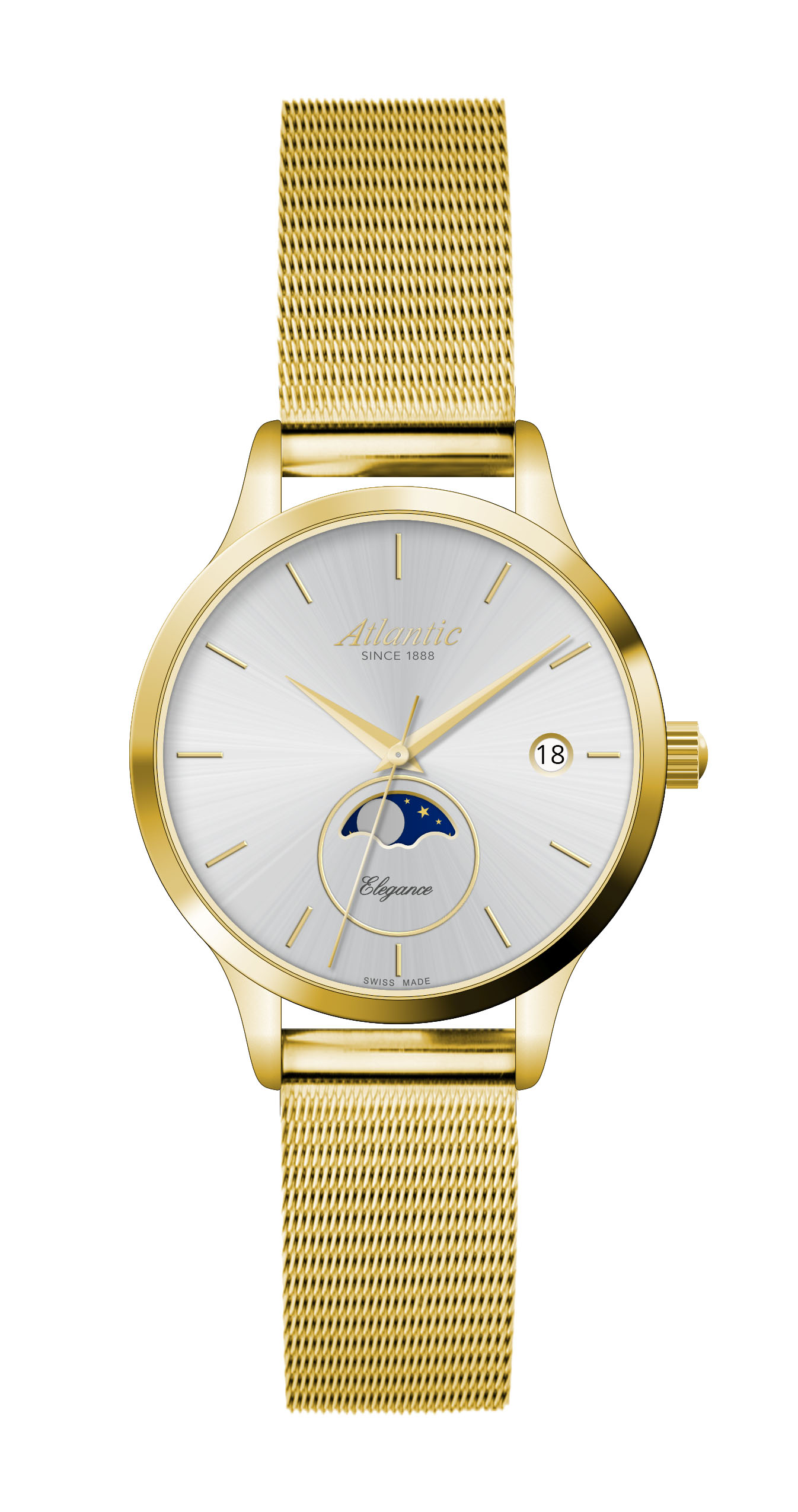 Elegance Moonphase Yellow Gold PVD – Atlantic Watches