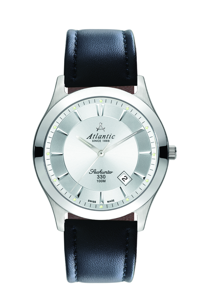 Seahunter 330 Silver Leather – Atlantic Watches
