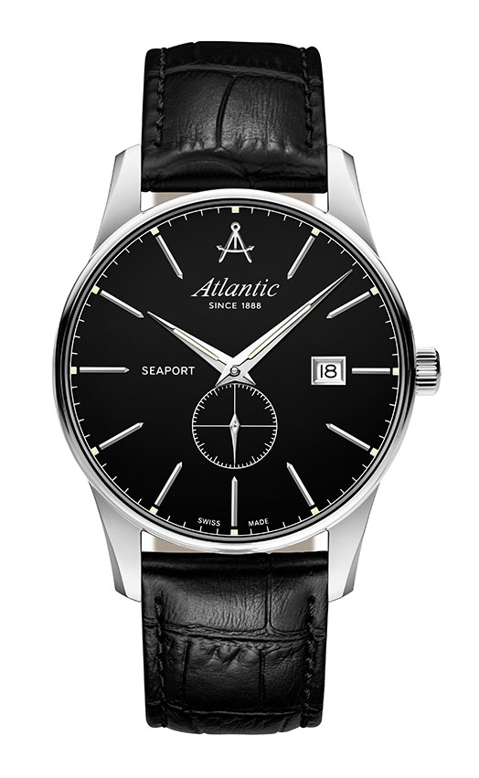 Seaport Small Second | Black Dial on Leather Strap – Atlantic Watches