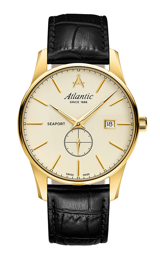 Atlantic Watches Seaport Small Second | Gold PVD mit Lederband