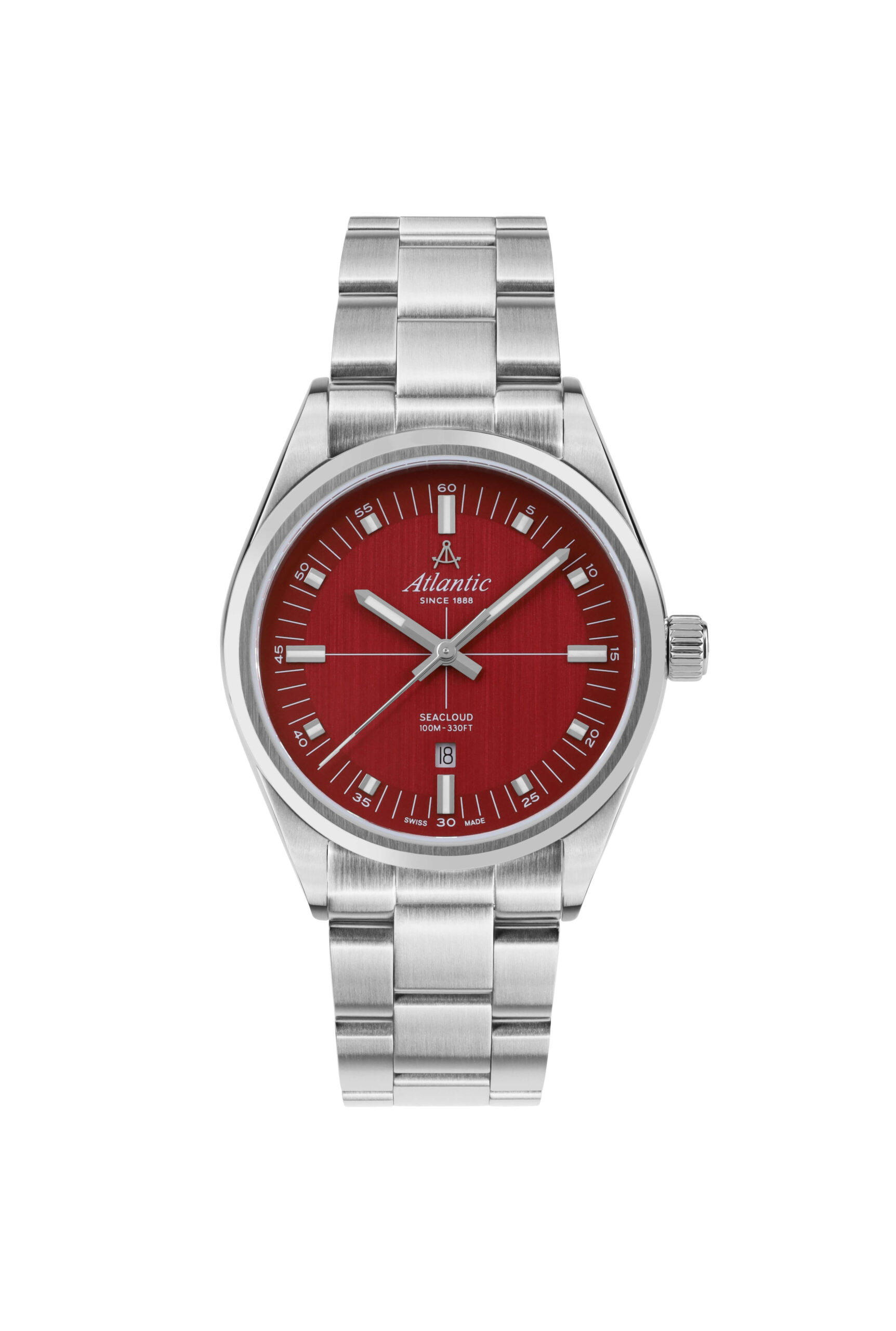 Seacloud | Red Dial on Metal Bracelet – Atlantic Watches
