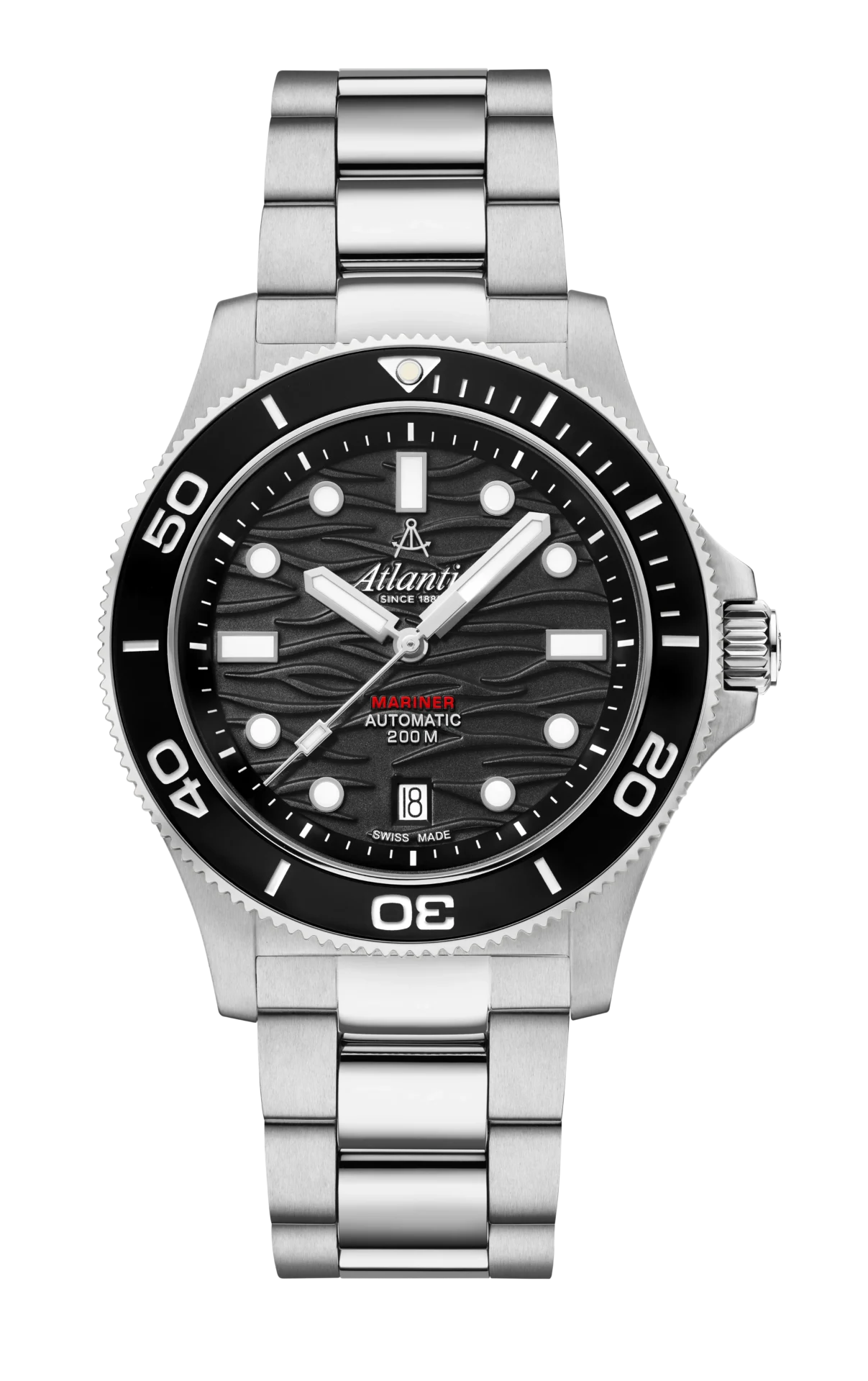 Atlantic Mariner Wave Automatic | Black Steel – Atlantic Watches
